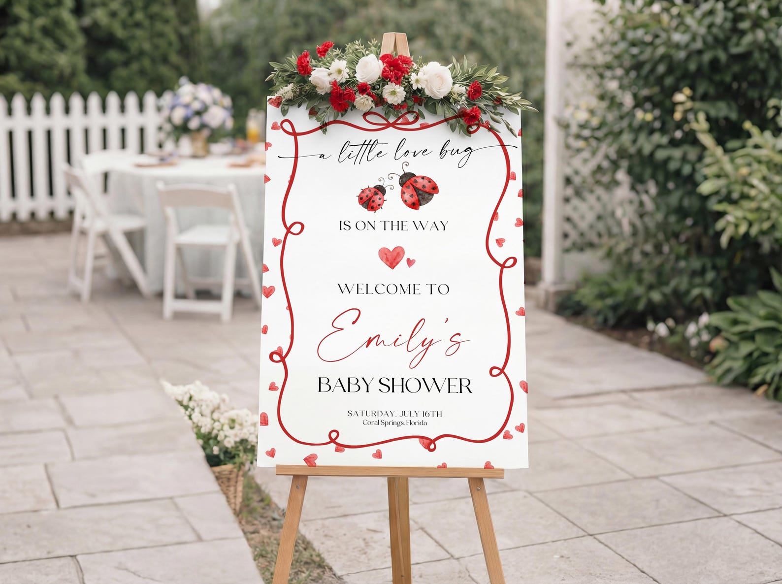 Welcome Sign Template: Love Bug Baby Shower, Red Ladybug Theme ...