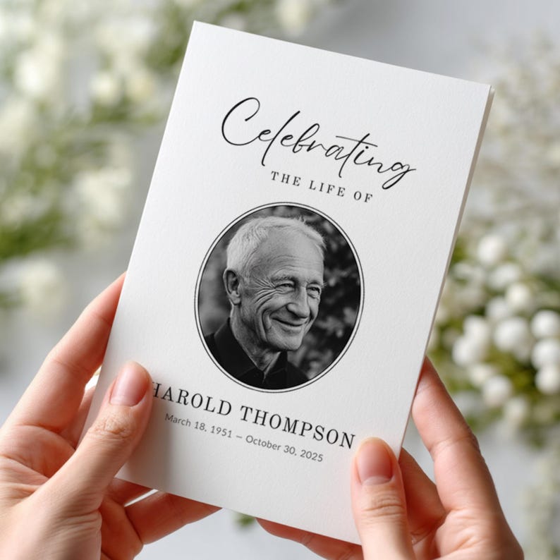 Funeral Program Template Editable Canva Memorial Service Program With ...