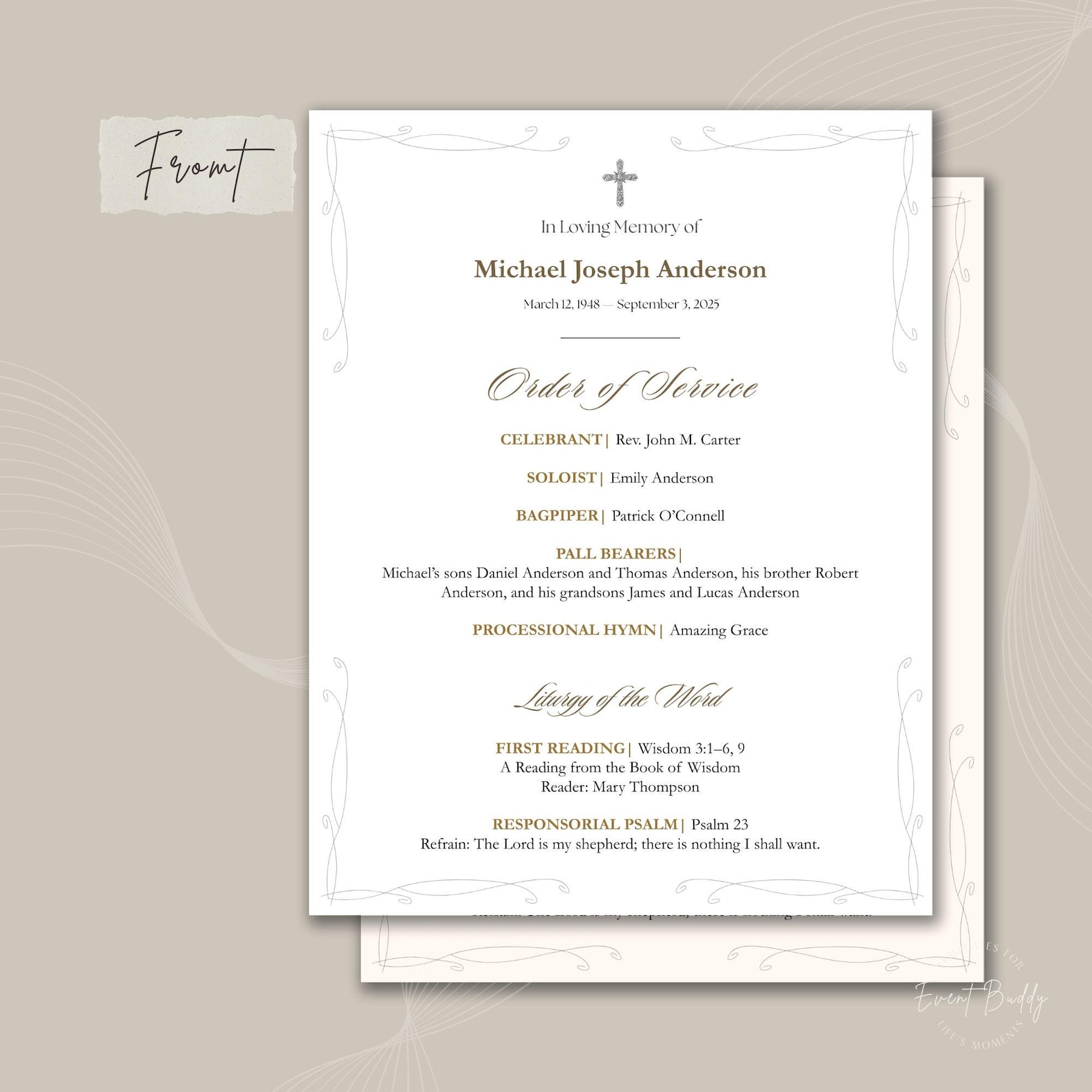 Catholic Funeral Mass Program 2 Page Template Editable in Canva ...