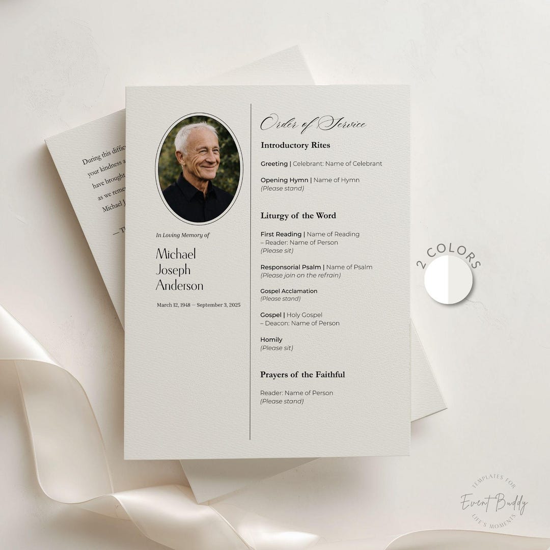 Catholic Funeral Mass Program Template Two-page Layout Order of Service ...
