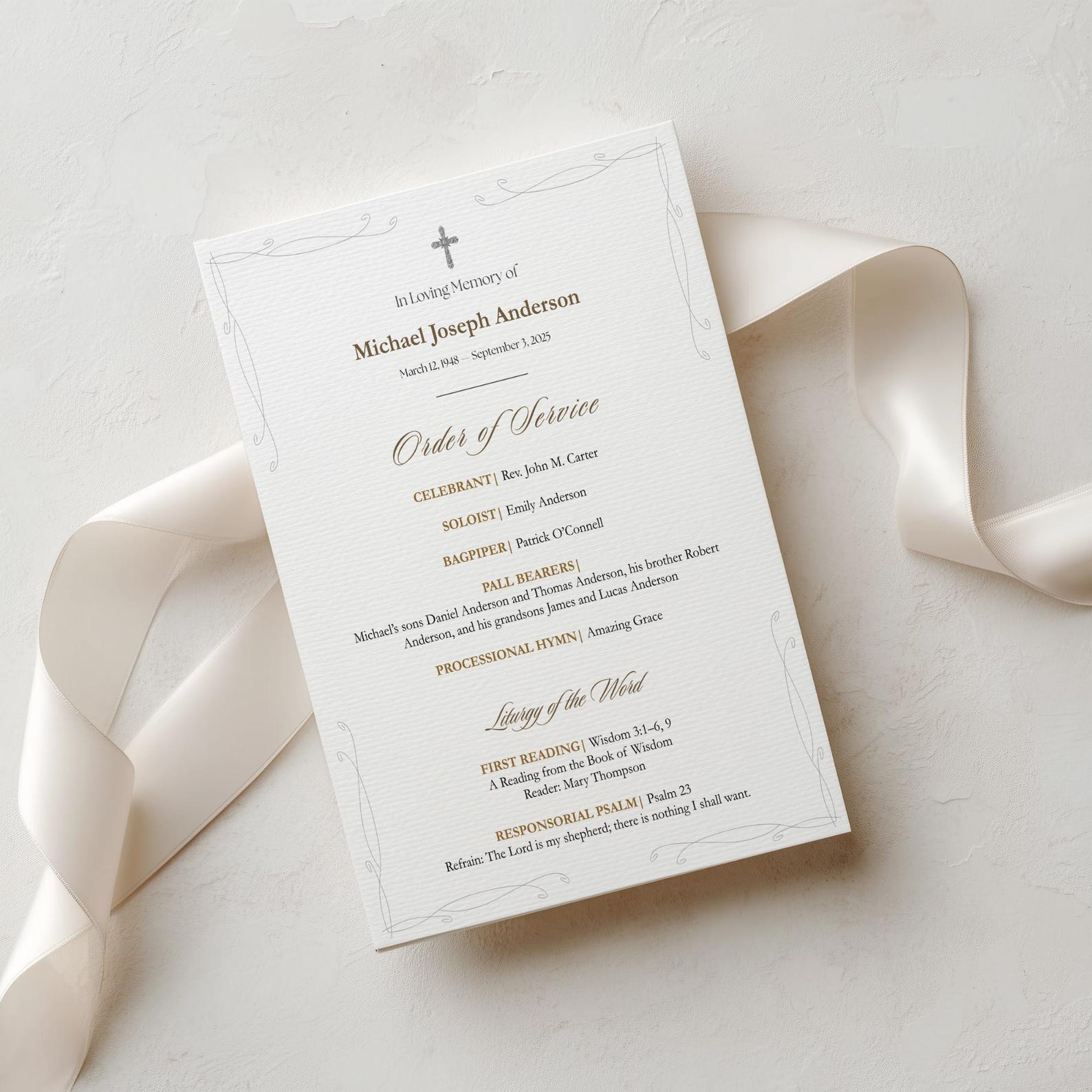 Catholic Funeral Mass Program 2 Page Template Editable in Canva ...