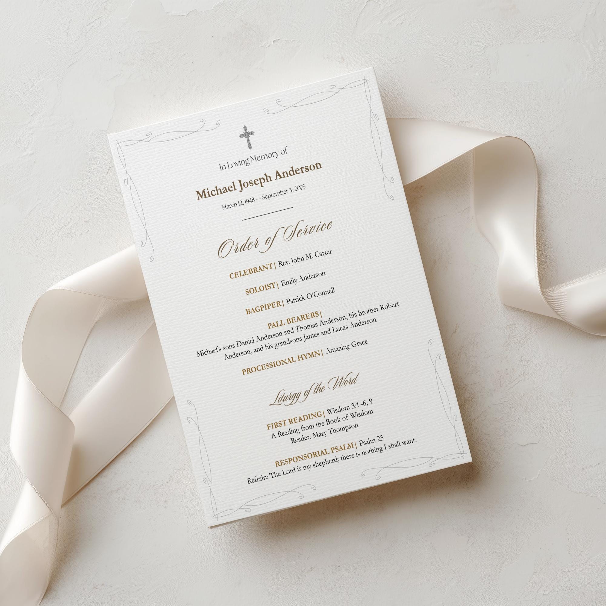 Catholic Funeral Mass Program 2 Page Template Editable in Canva ...