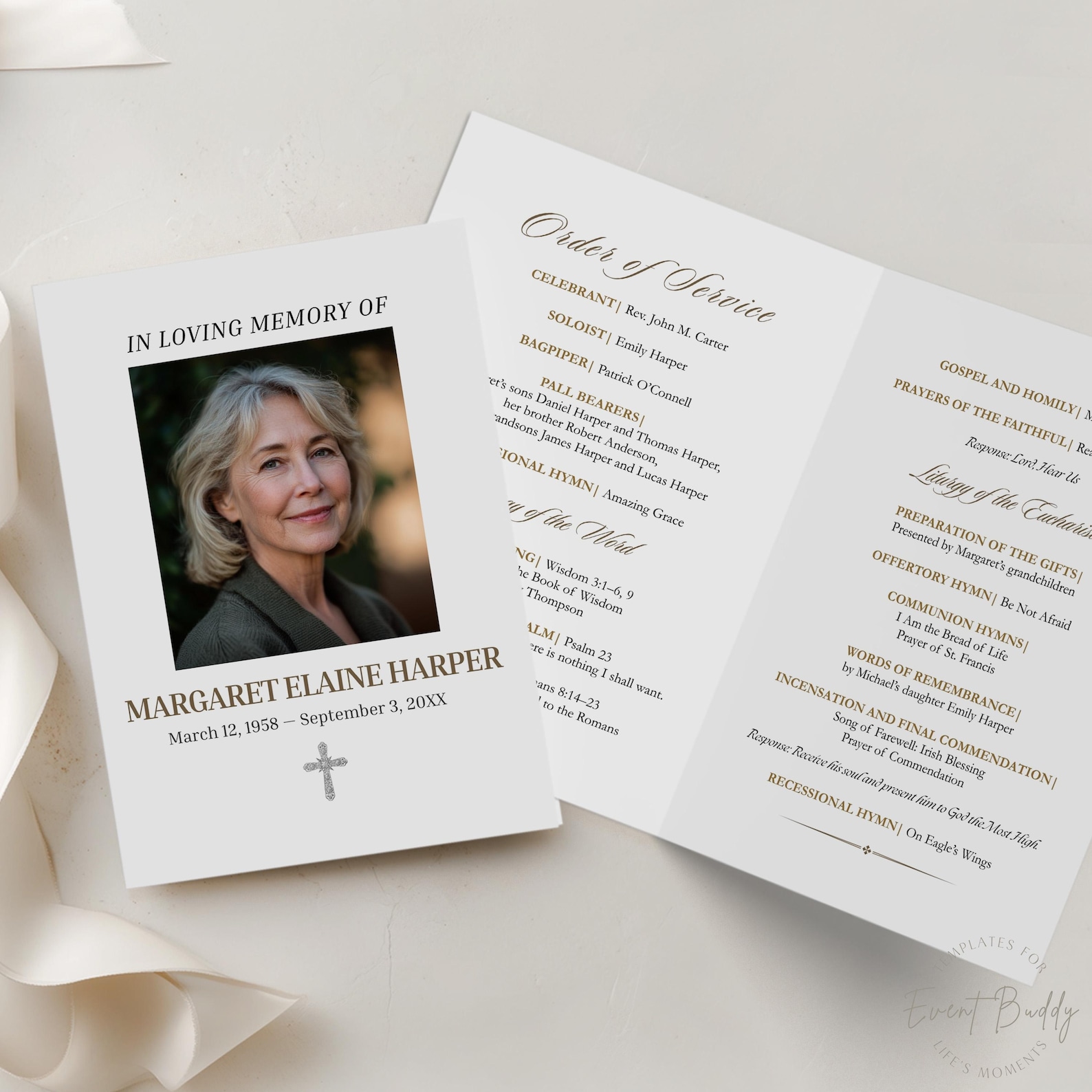 Traditional Catholic Funeral Program Mass Template 4 Page Booklet ...