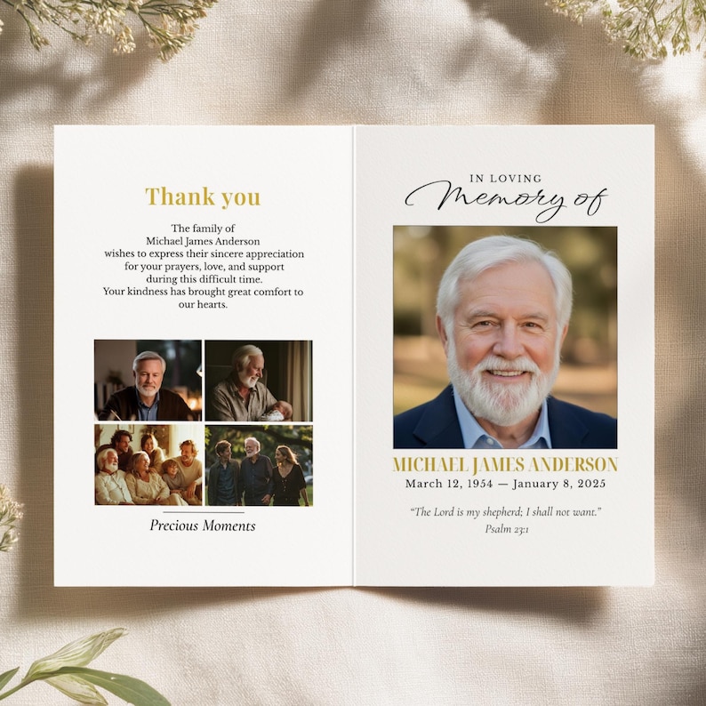 Christian Funeral Program Template Canva Editable Celebration of Life ...