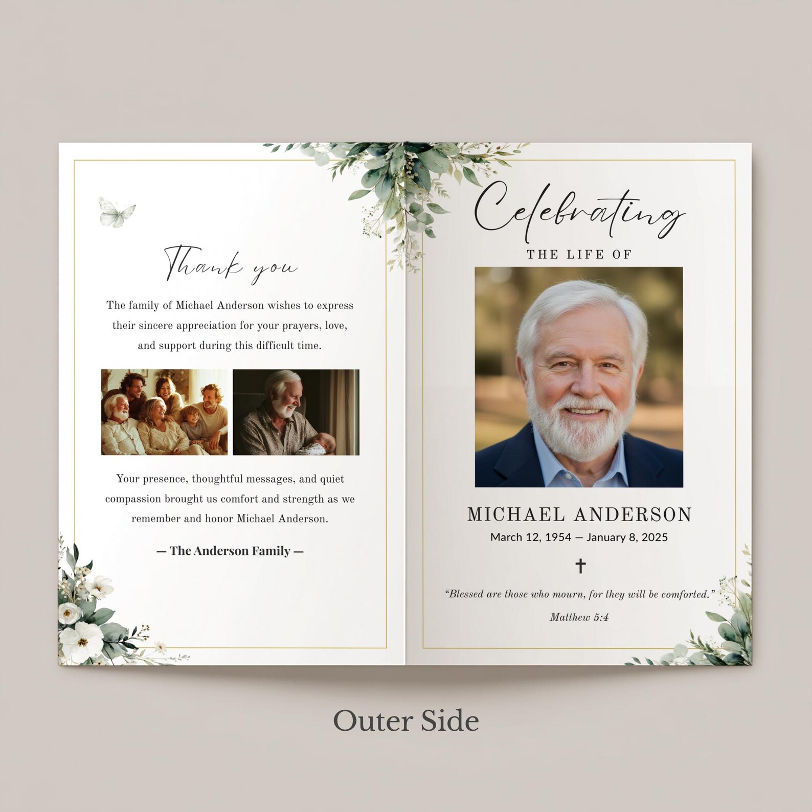 Watercolor Christian Funeral Program Template Editable in Canva ...