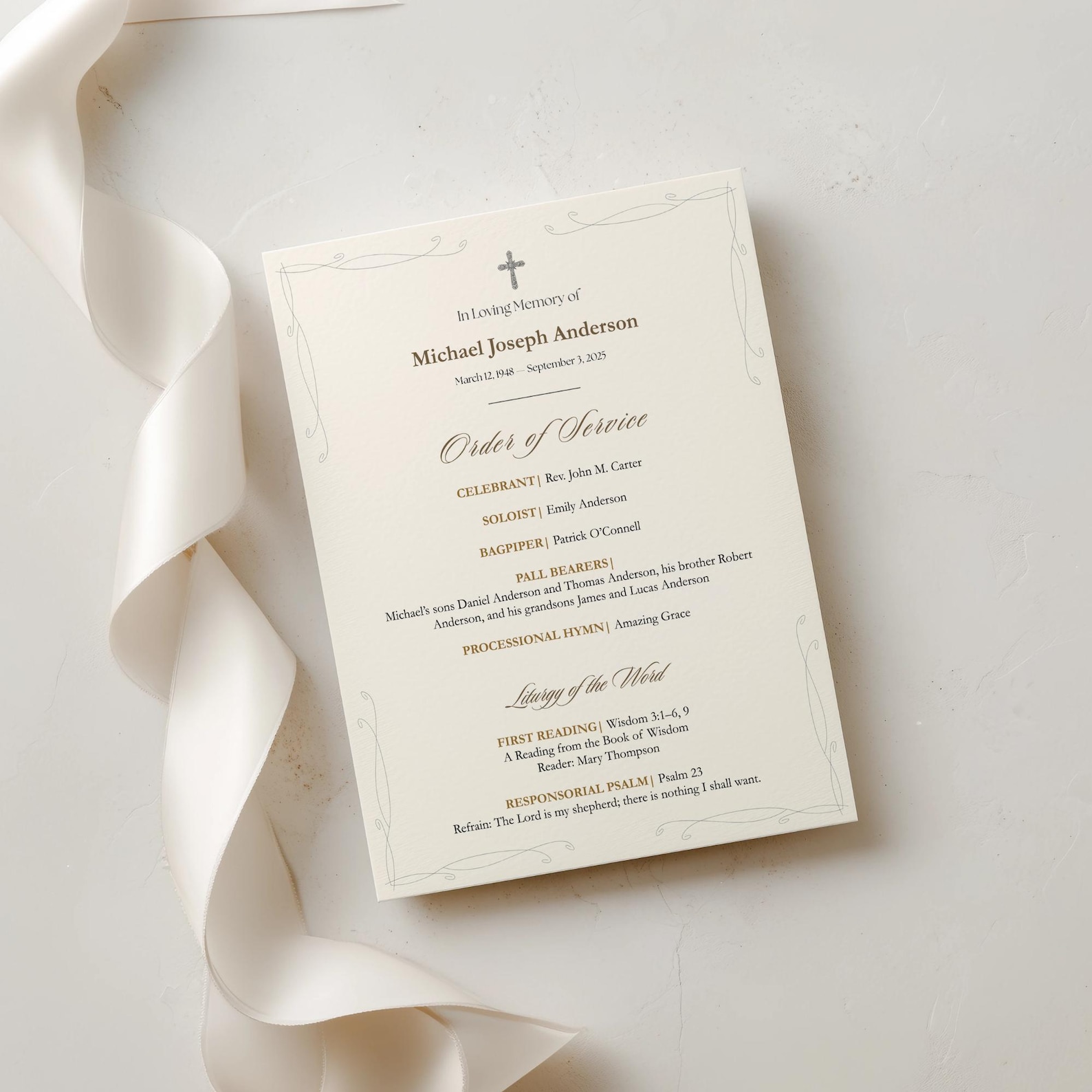 Catholic Funeral Mass Program 2 Page Template Editable in Canva ...