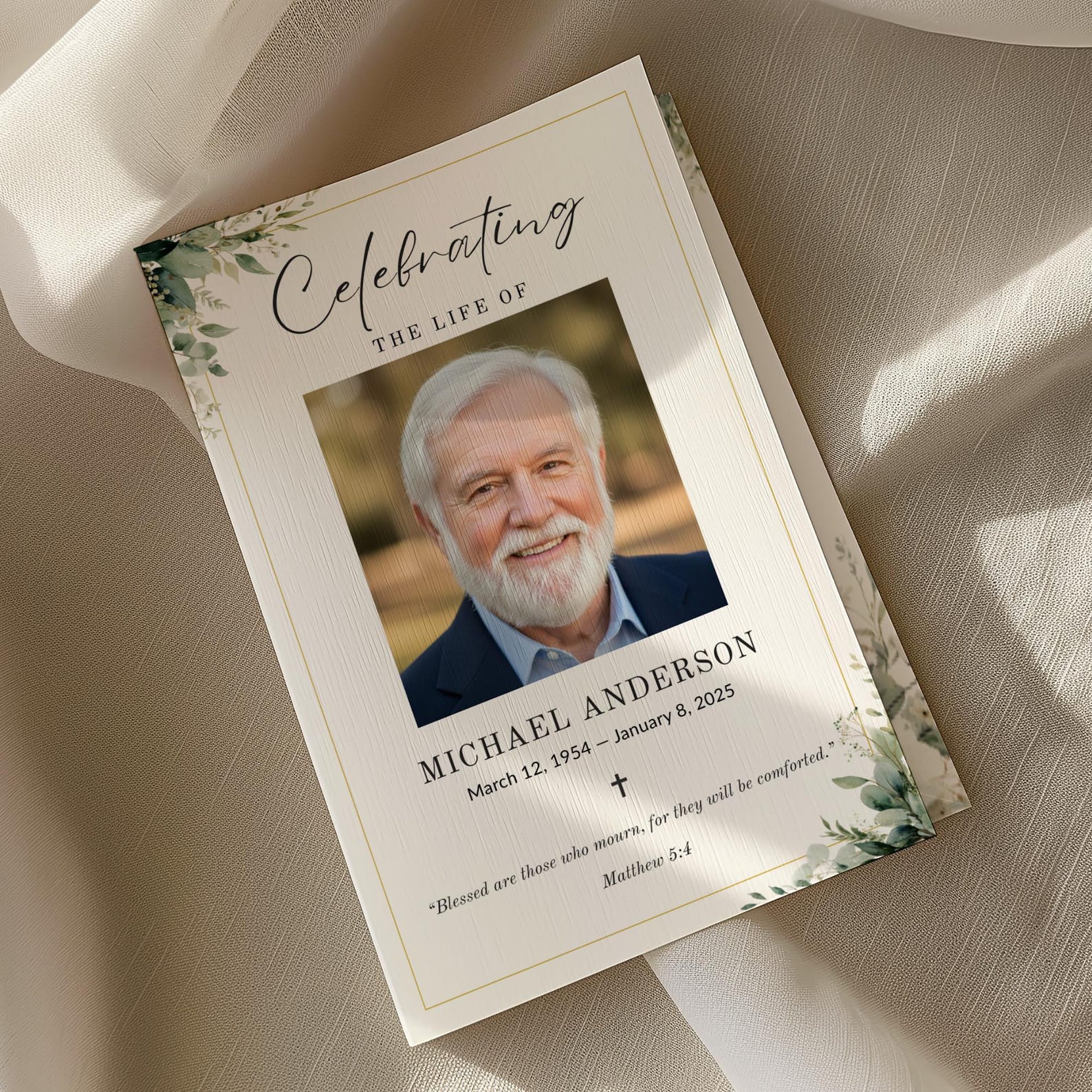 Watercolor Christian Funeral Program Template Editable in Canva ...