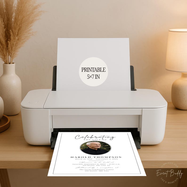 Funeral Announcement Celebrating the Life of Canva Template Editable ...