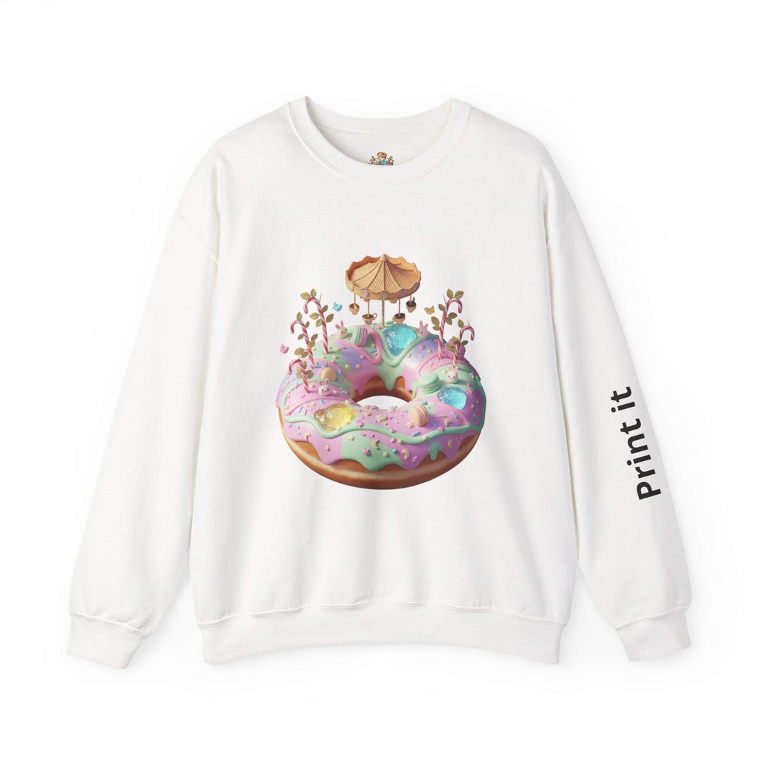Pastel Donut Sweatshirt Gift, Cute Dessert Graphic Crewneck, Whimsical ...