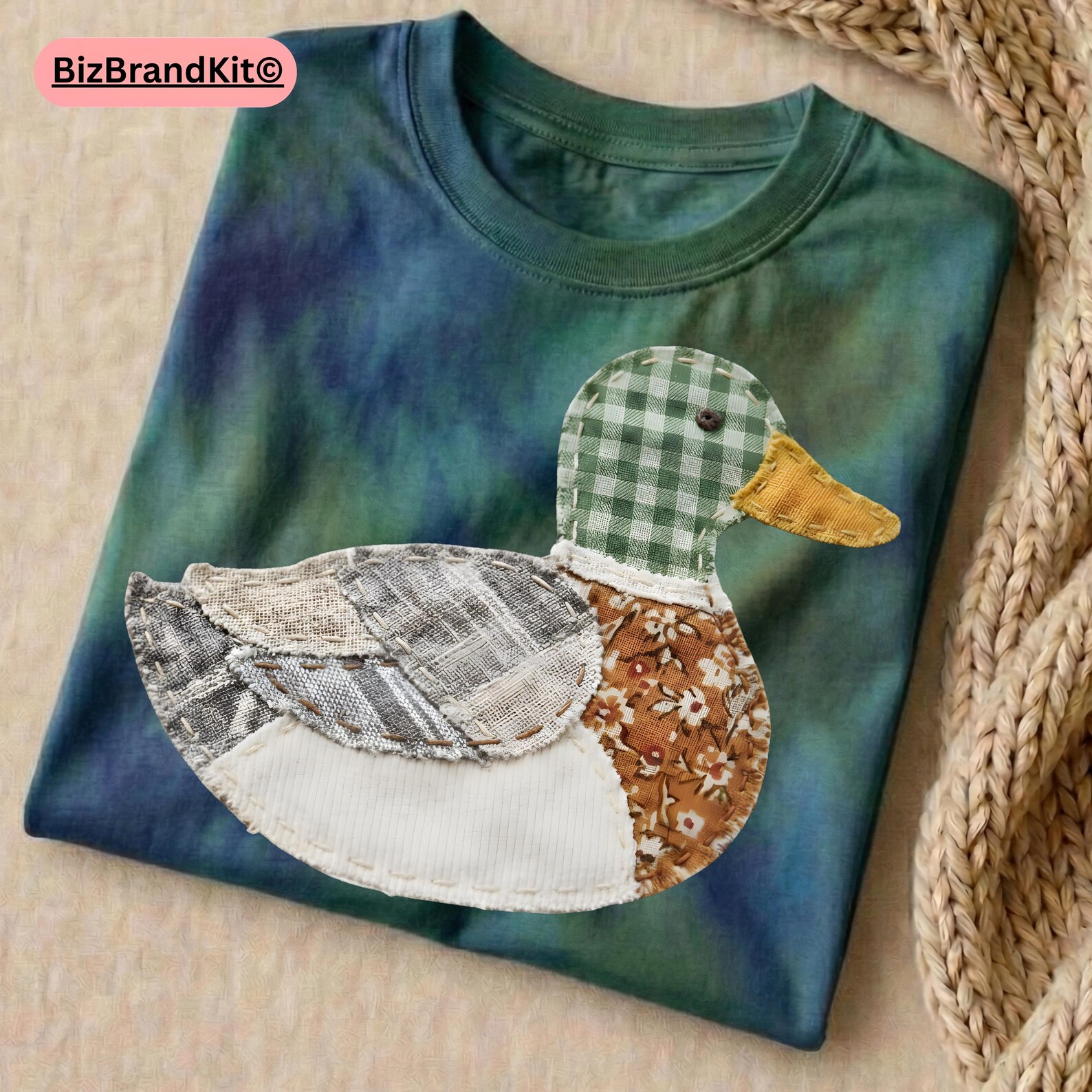 Patchwork Mallard Duck PNG | Quilted Appliqué Duck | Faux Fabric ...