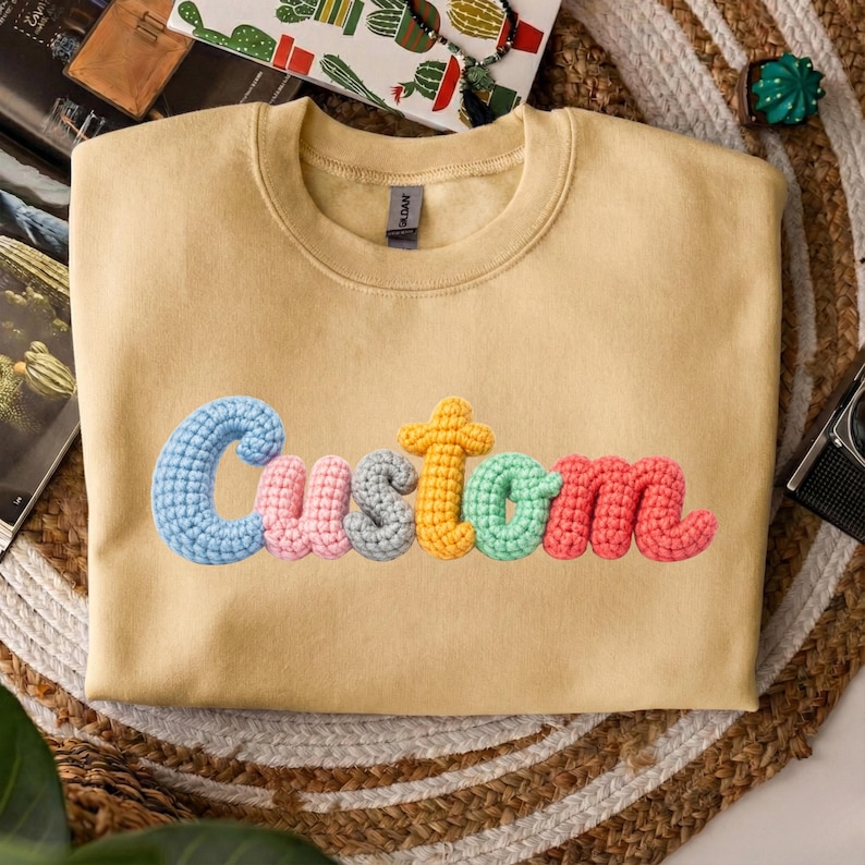 Custom Word PNG • Faux Yarn Crochet Text • Personalized Name Design ...