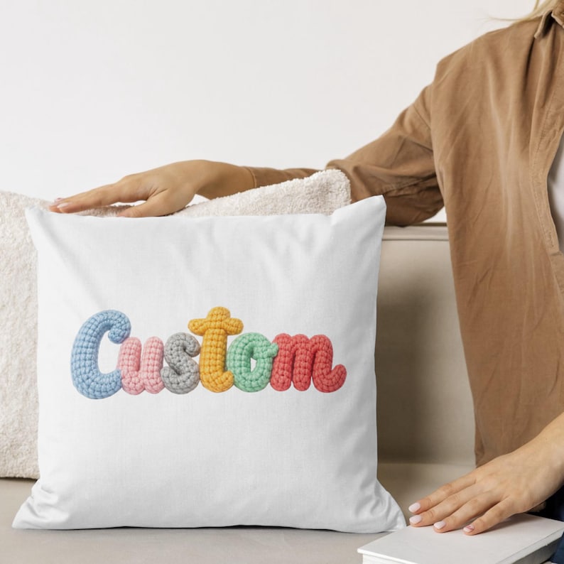 Custom Word PNG • Faux Yarn Crochet Text • Personalized Name Design ...
