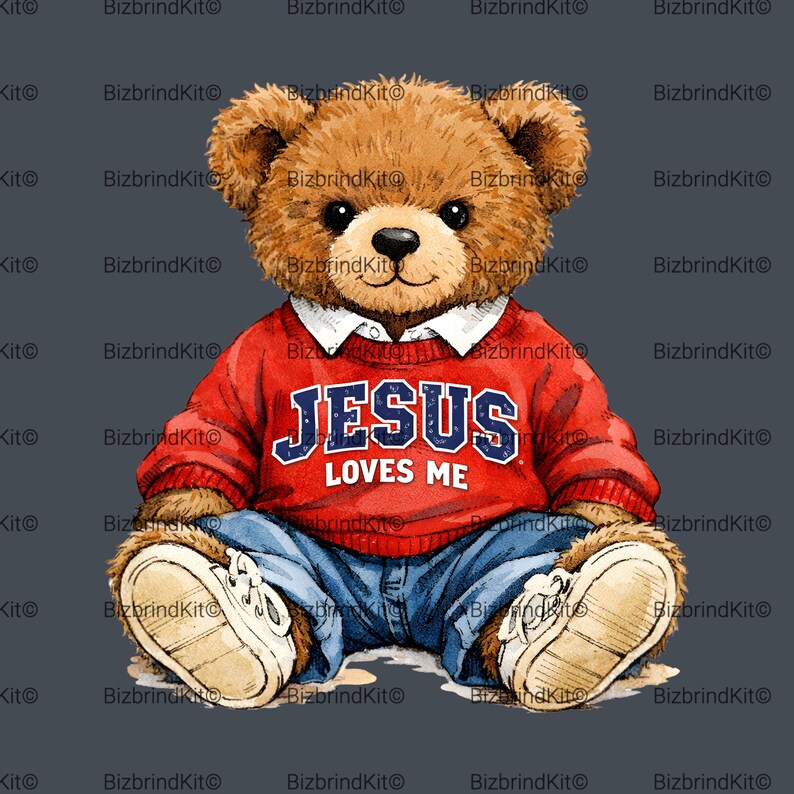 Jesus Loves Me Teddy Bear PNG + PDF | Valentine Christian Sublimation ...