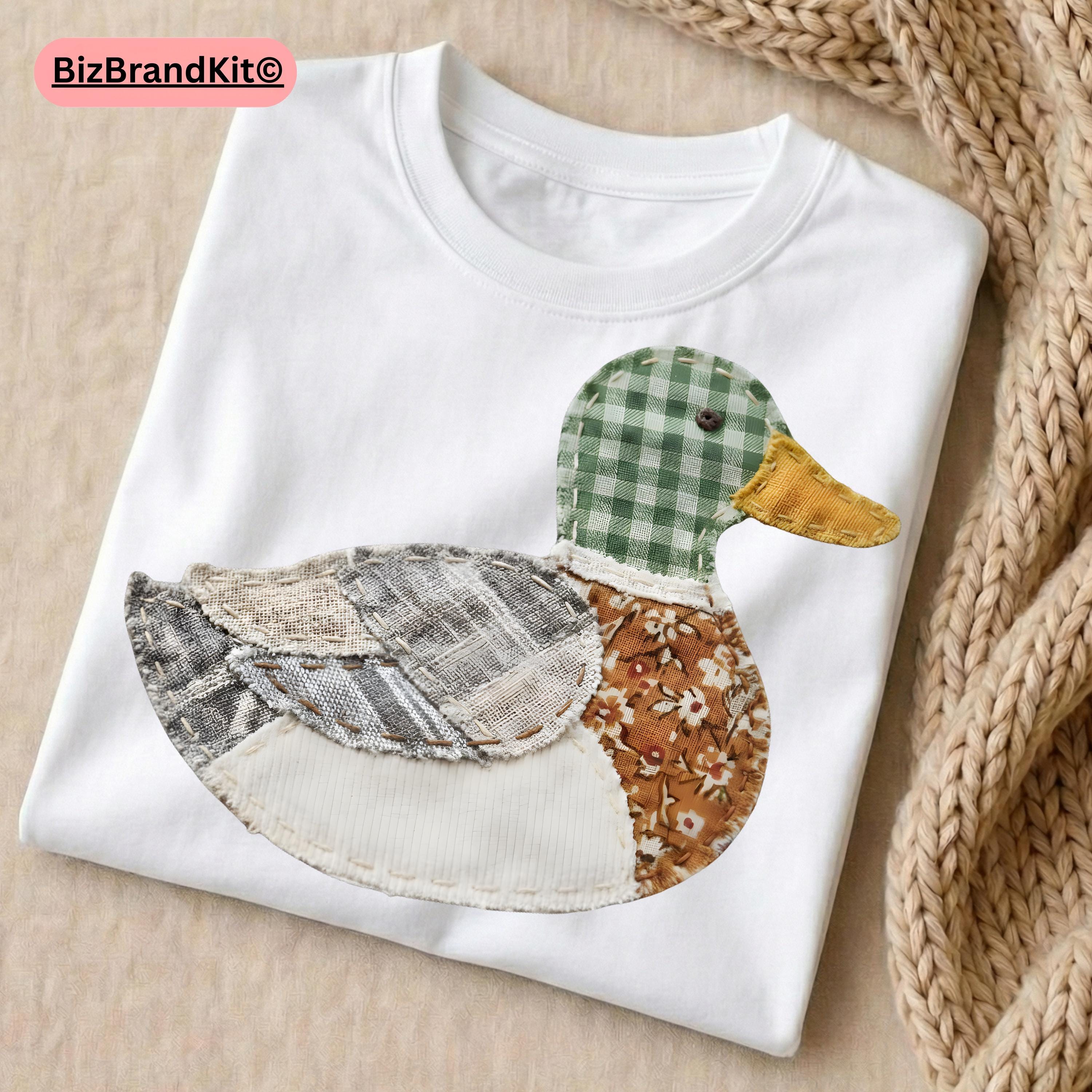 Patchwork Mallard Duck PNG | Quilted Appliqué Duck | Faux Fabric ...