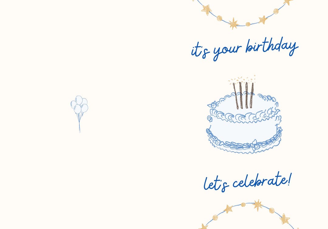 Birthday Card Template - Etsy