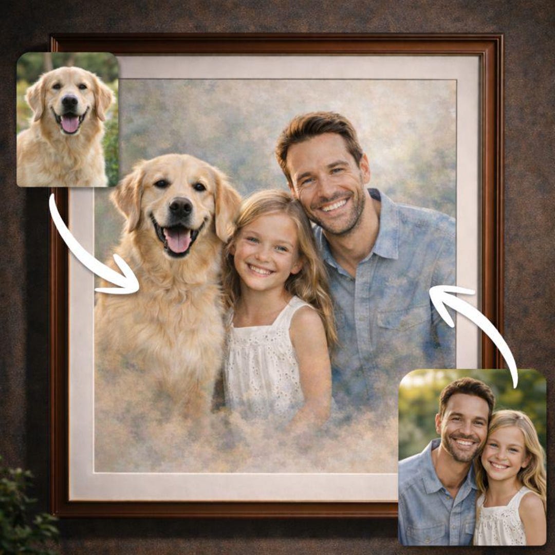 Custom Memorial Portrait With Pets – Watercolor Remembrance Art ...