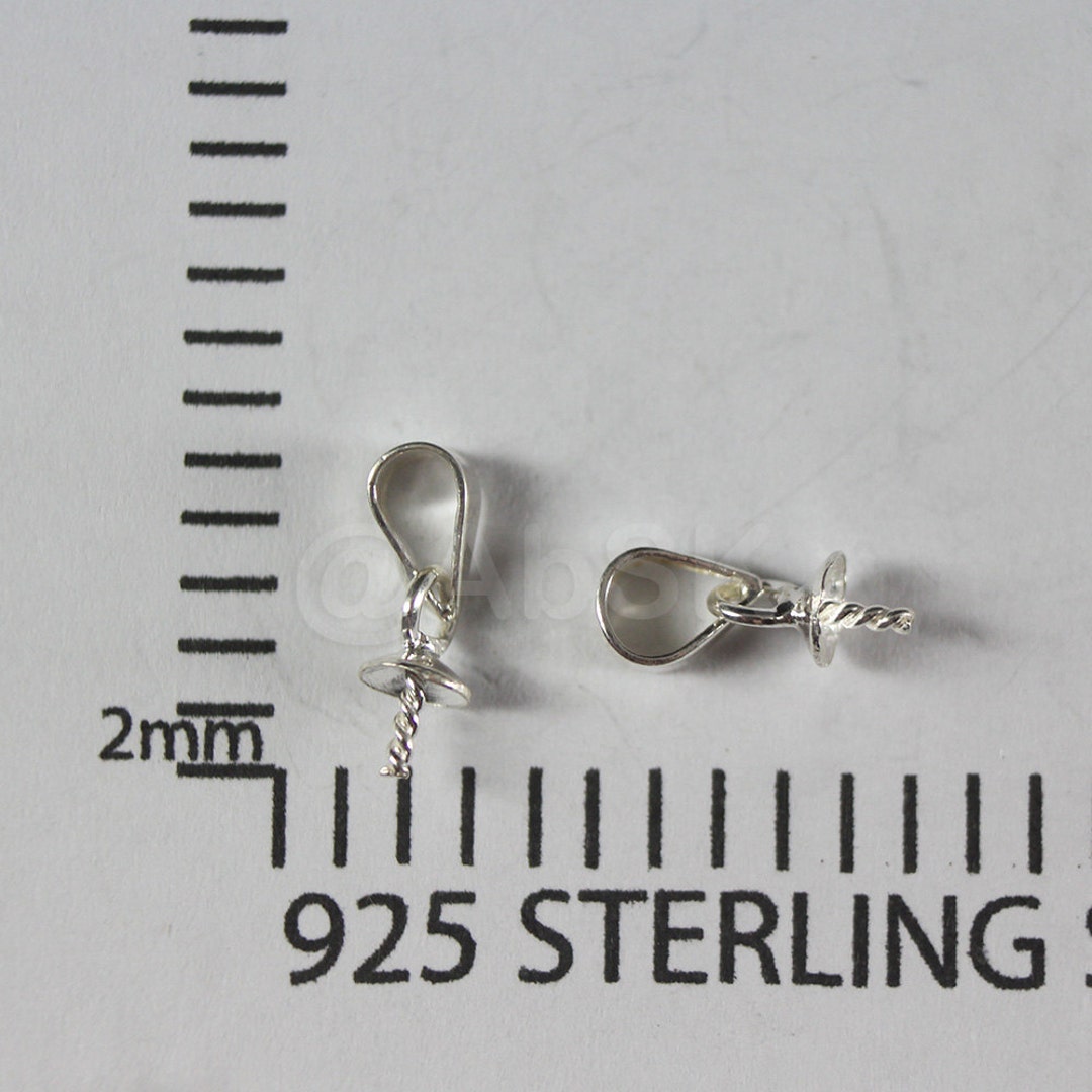 8 Bright 925 Sterling Silver Bail Clasp Screw Thread for Half Hole ...