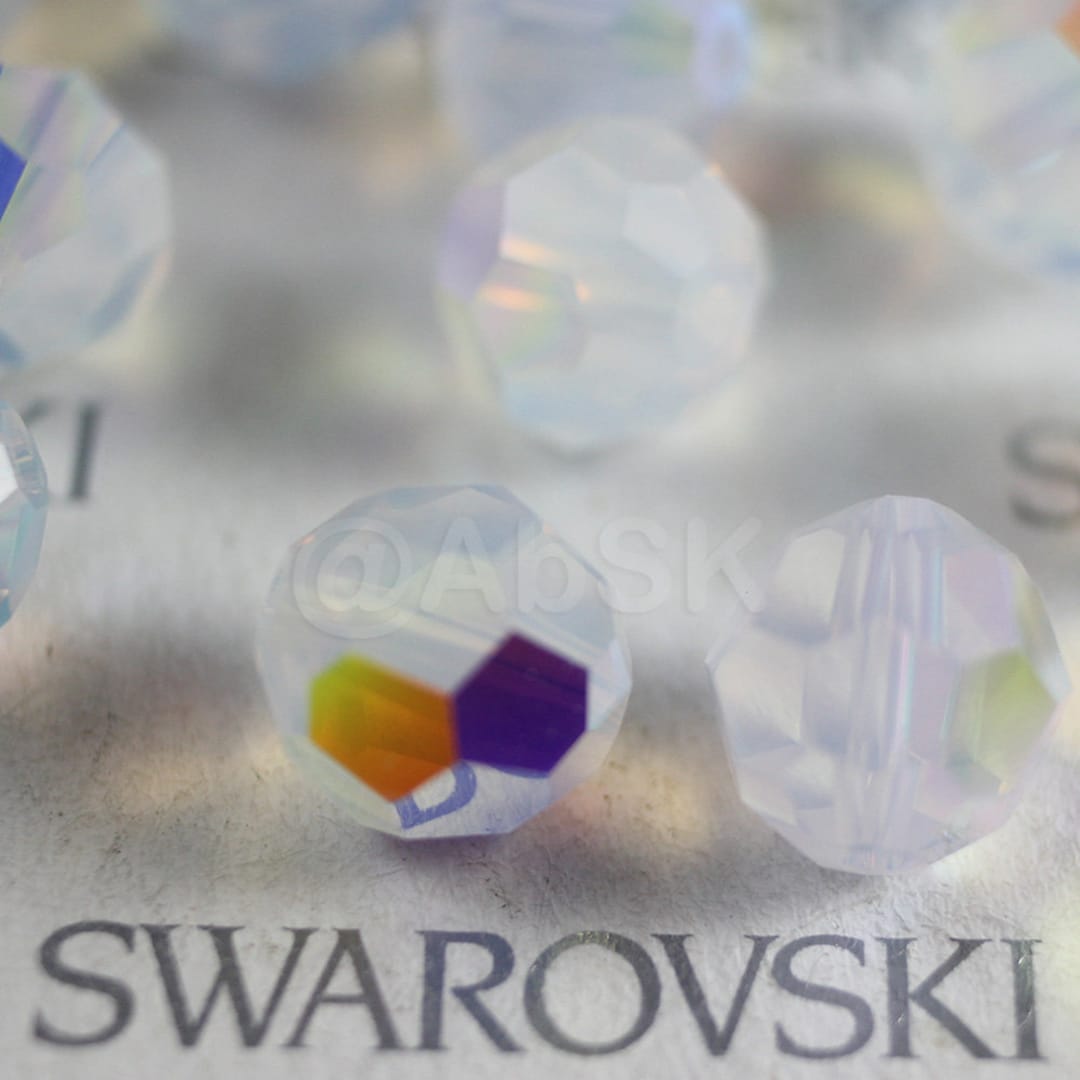 Swarovski Crystal 5000 Round Ball Beads WHITE OPAL AB Choose Quantity ...
