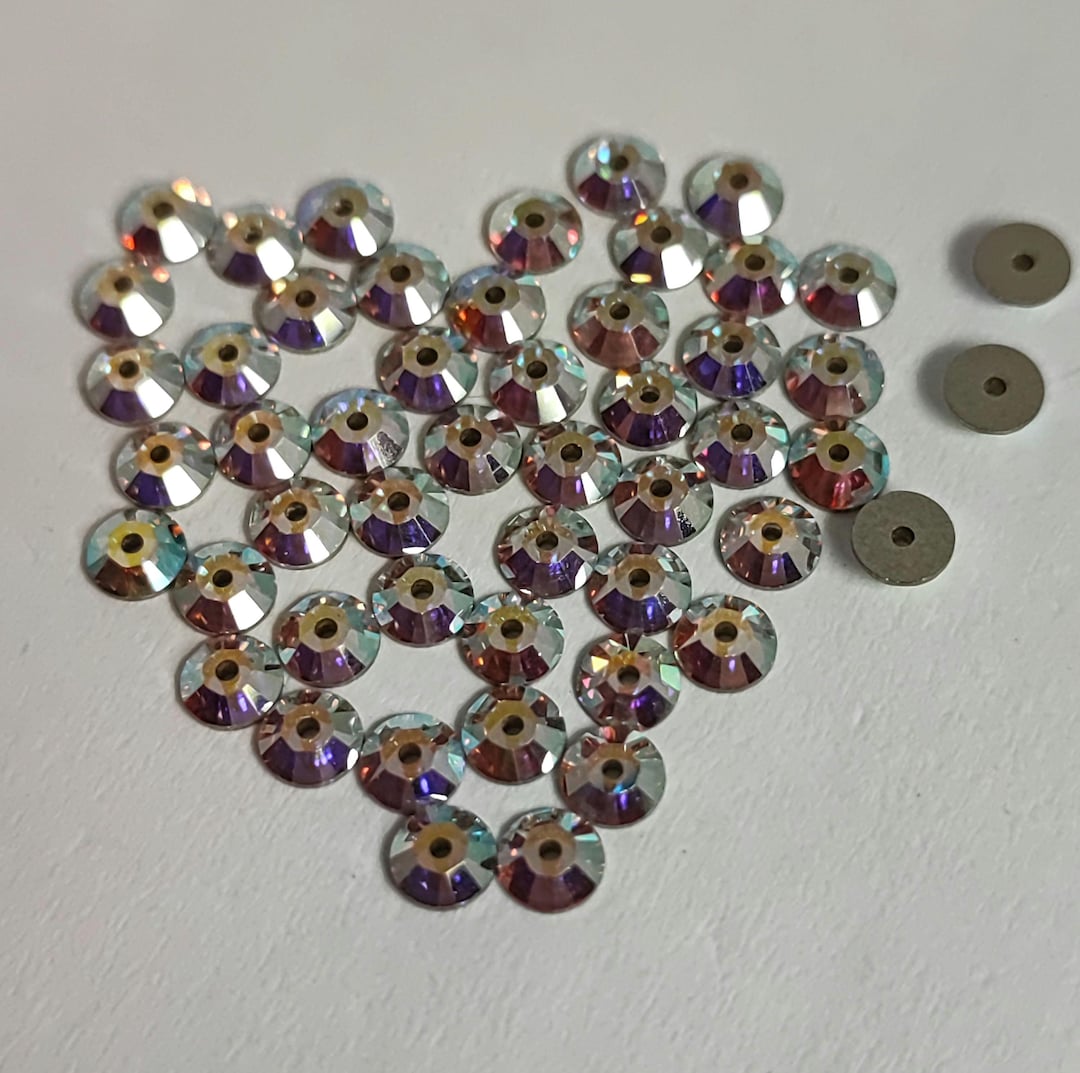 Swarovski Crystal Sequin 3128 3188 Round Buttons Center Hole Sew on ...