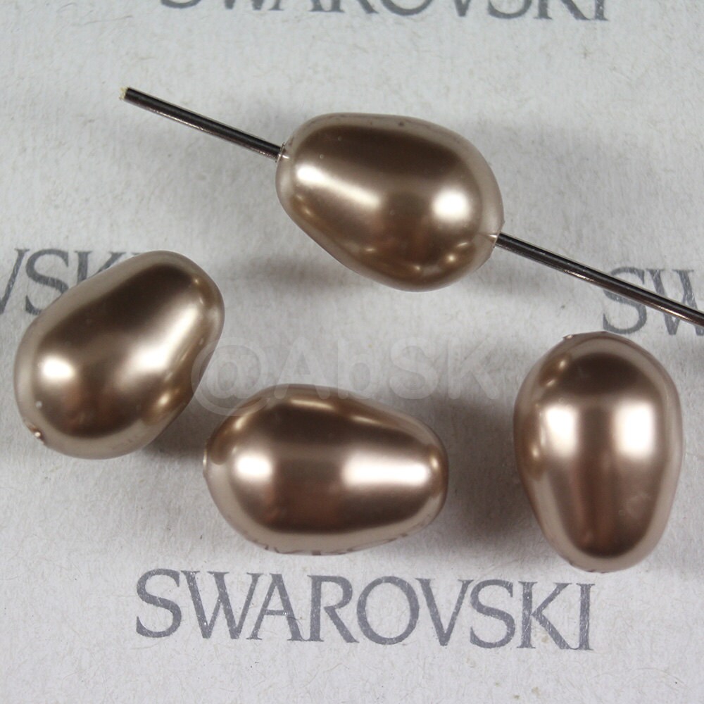 Swarovski Crystal Pearl Beads Bronze 5821 Tear Drop Beads 11mm X 8mm ...