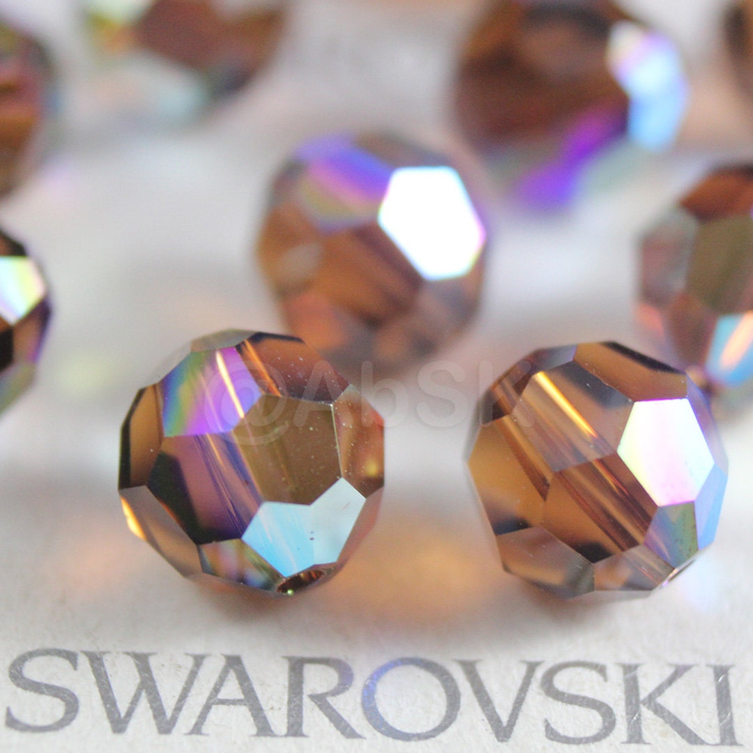 Swarovski Crystal 5000 Round Ball Beads Smoked Topaz AB Select Quantity - Available 4mm, 5mm ...