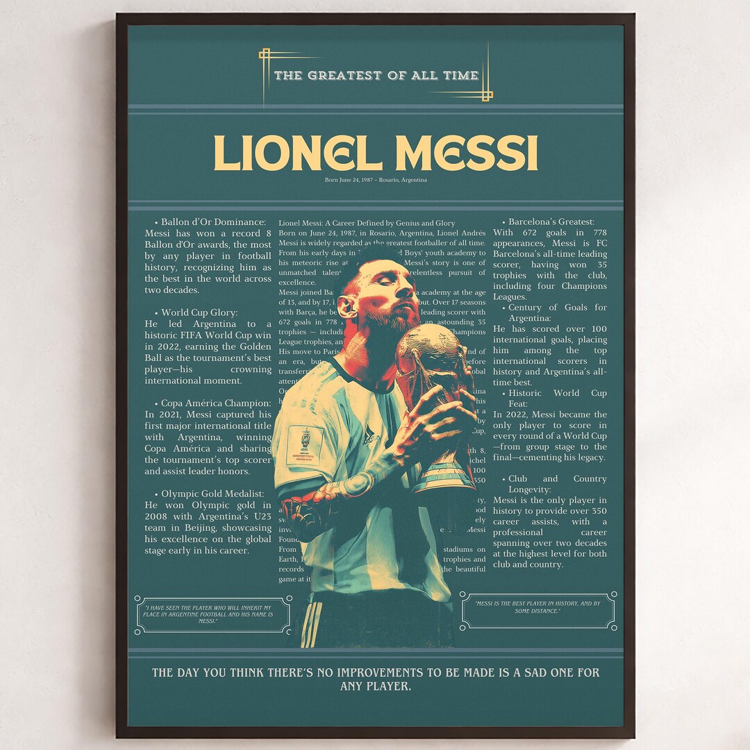 Lionel Messi Poster, Editorial Soccer Print, Football World Cup Wall ...