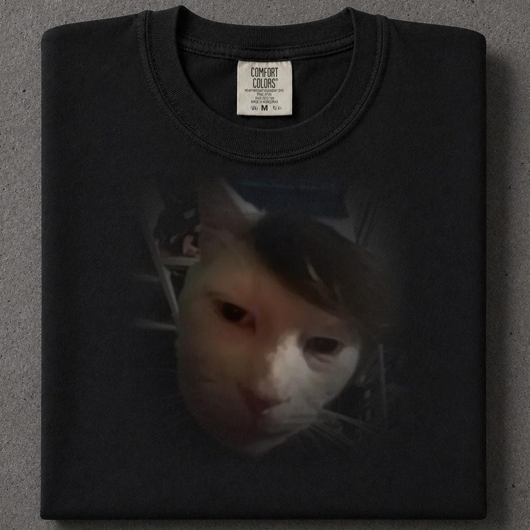 Cursed Cat Meme Shirt, Tired Dramatic Pet Face Graphic Tee, Cat Lover ...