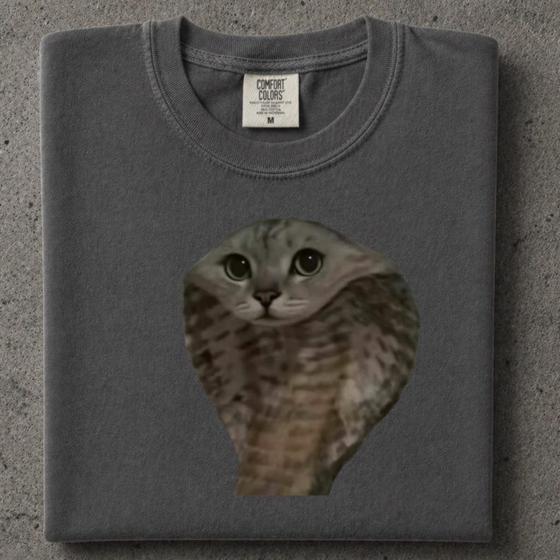 Snake Cat Meme Shirt, Weird Animal Graphic Tee, Cursed Pet Humor (100% ...