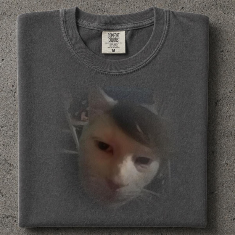 Cursed Cat Meme Shirt, Tired Dramatic Pet Face Graphic Tee, Cat Lover ...