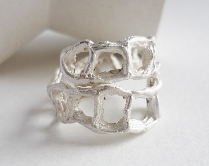 Gaudi Open Ring, Silver Cross Ring, Modernist Ring Gift for Sister ...