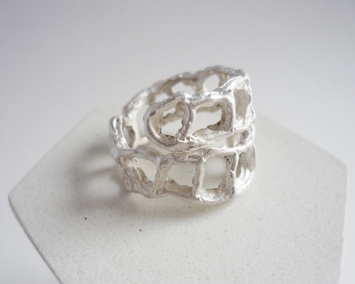 Gaudi Open Ring Silver Cross Ring Modernist Ring Gift for - Etsy