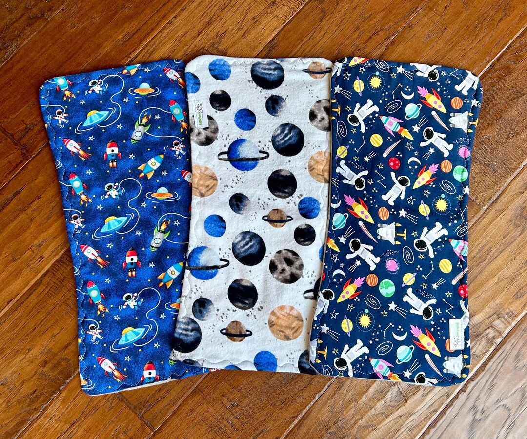 Astronaut Baby Burp Cloth Set, Rocket & Planet Fabric, Space Baby ...