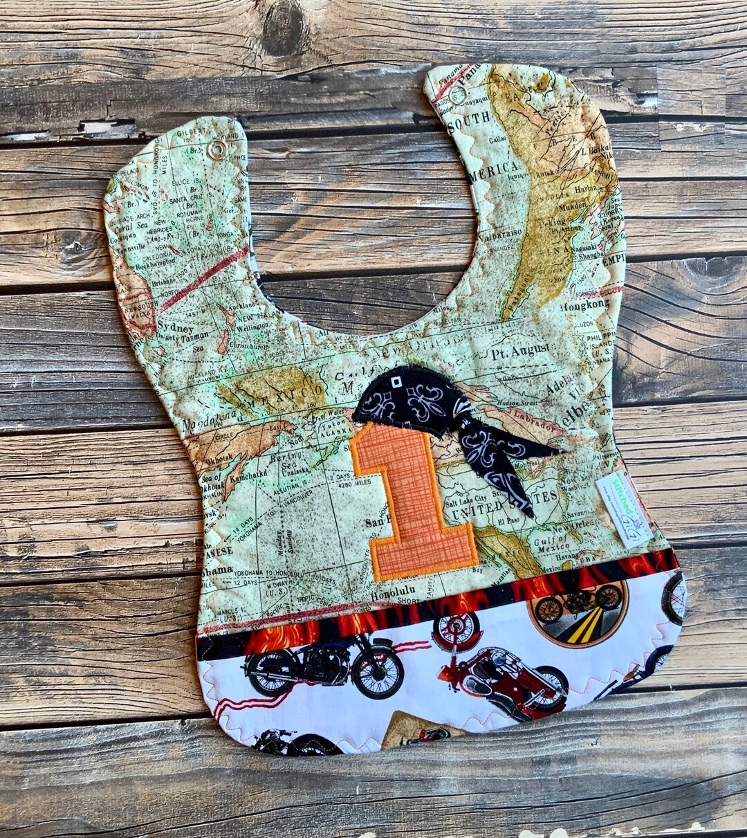 Appliqued Motorcycle First Birthday Bib, Biker Baby's 1st Birthday ...