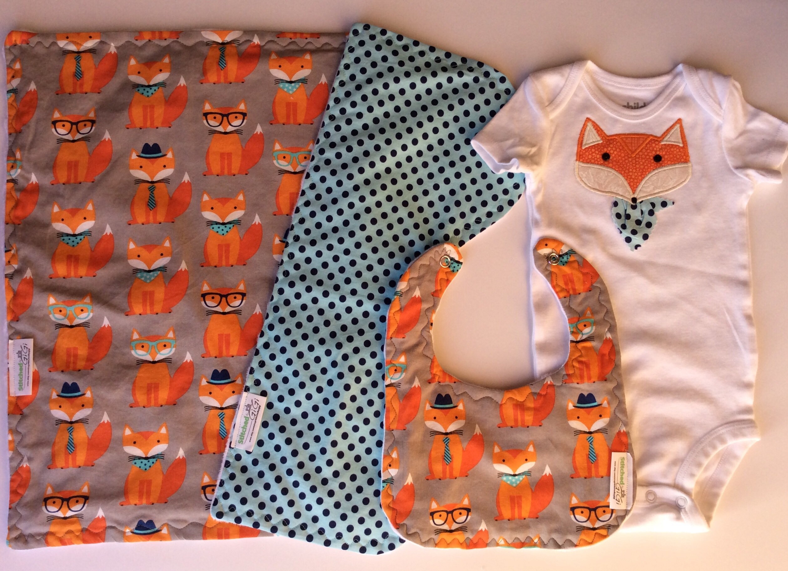 Fox Woodland Animal Burpcloths and Bib Set, Fox Baby Shower, Fox ...
