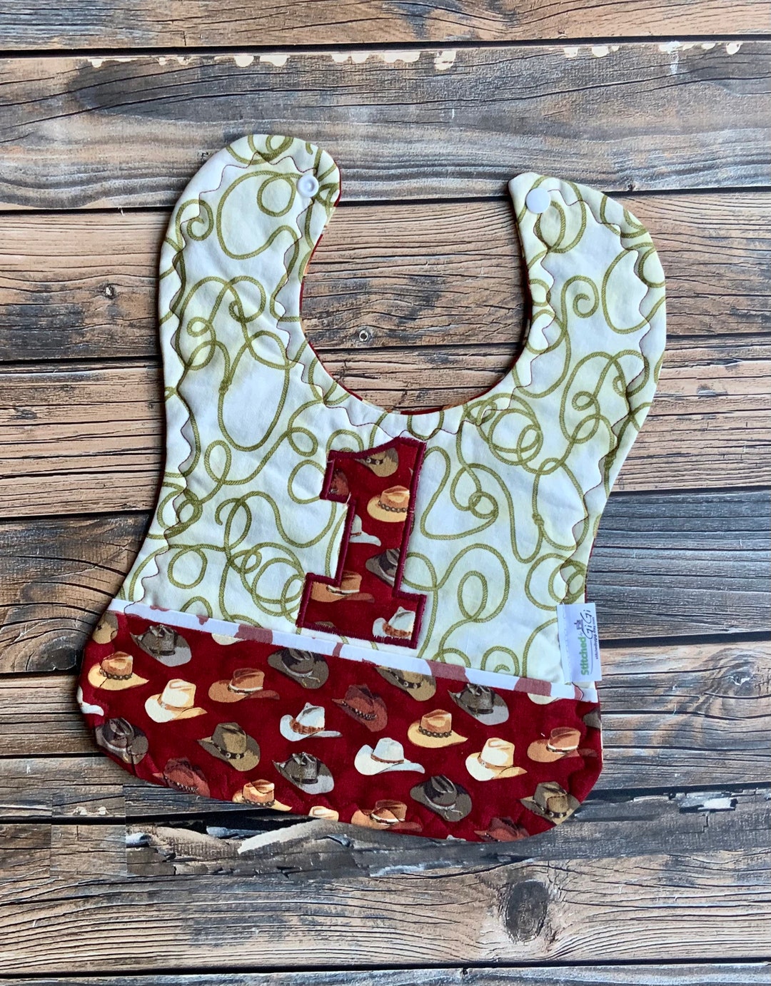 Appliquéd Cowboy 1st Birthday Bib, Handmade Baby Shower Gift - Etsy