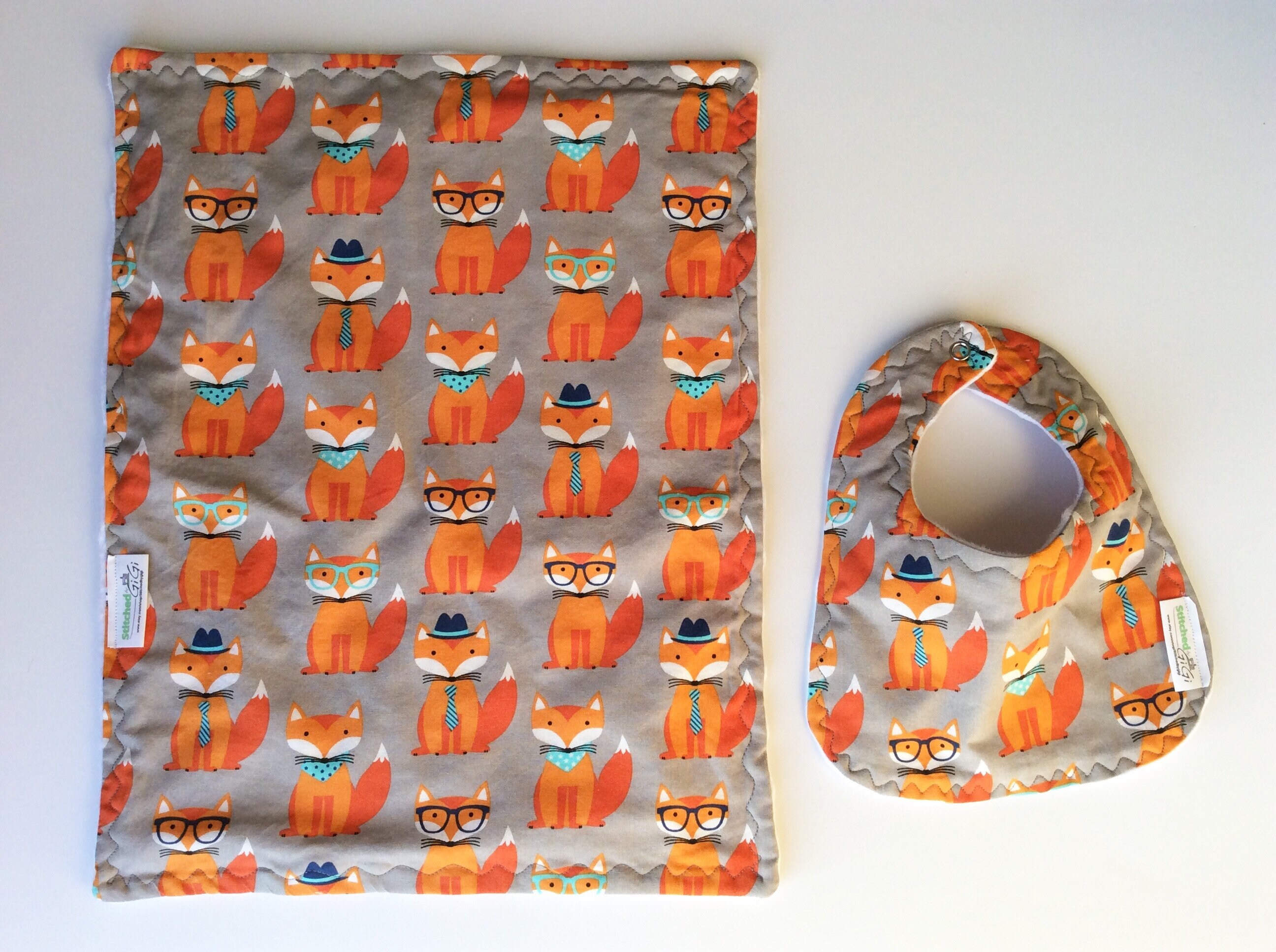 Fox Woodland Animal Burpcloths and Bib Set, Fox Baby Shower, Fox ...