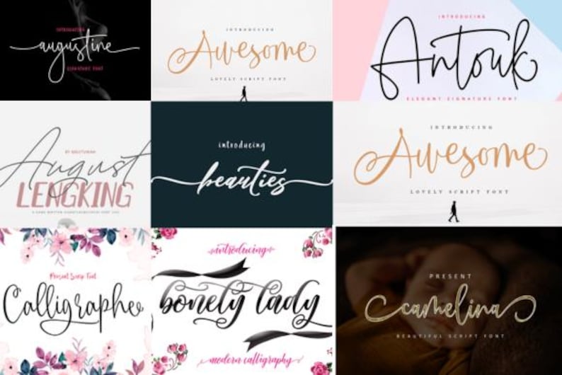 Cricut Font Bundle – Handwritten Script , Canva Fonts, Cursive ...