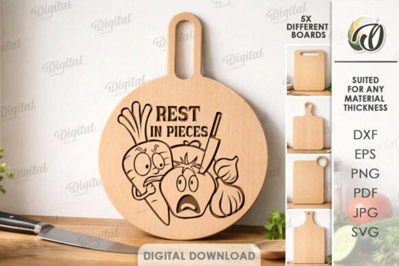 Laser Cut BBQ Cutting Board SVG Bundle - Grill Master Kitchen, Barbecue ...