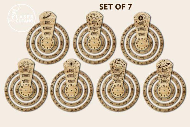 Laser Cut Files Calendar Clock – Multilayer Wall Art Bundle, Perpetual ...