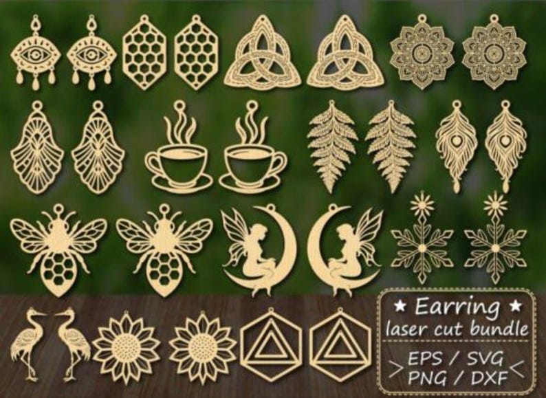 Laser Cut Earrings SVG Bundle – Mystical Jewelry , Boho Floral Dangle ...