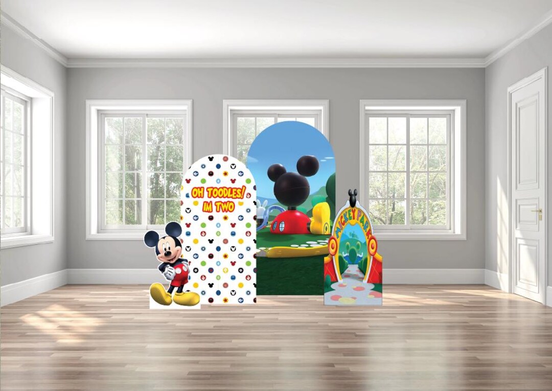 Mickey Mouse Clubhouse Fun Birthday Kids Themed Arch Backdrop Photo ...