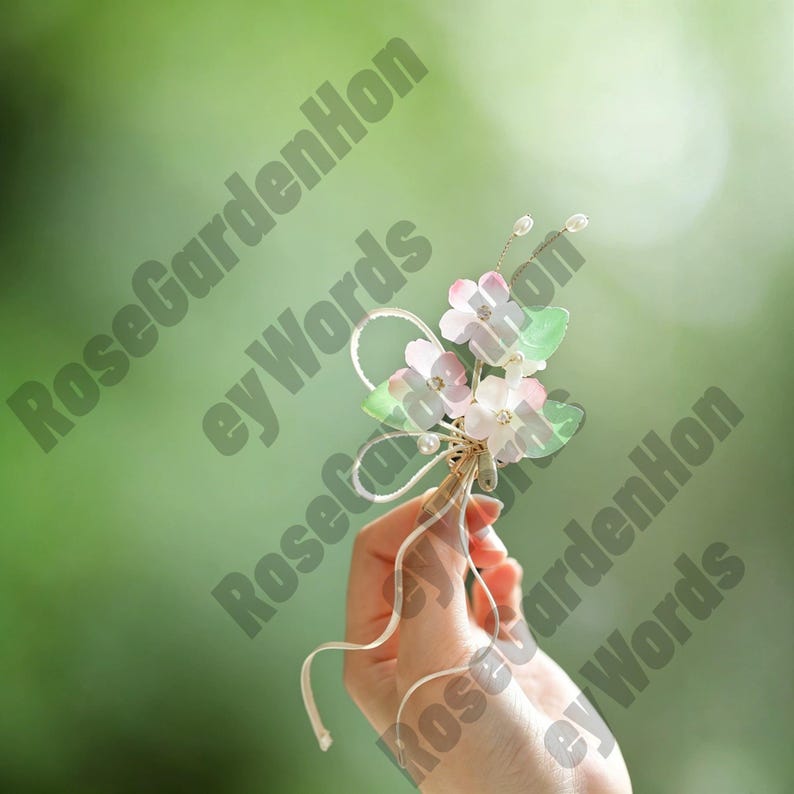Pink Floral Hair Clip Chinese Hanfu Wedding Bridal Hairpin Vintage ...