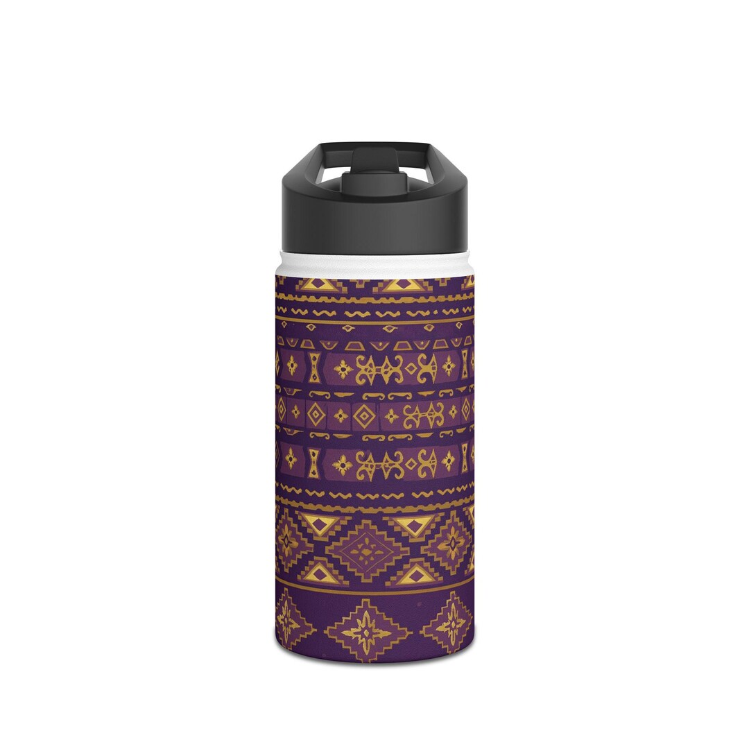 Purple Batik Geometric Pattern Stainless Steel Water Bottle - Etsy