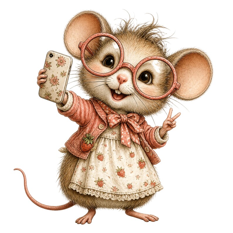Strawberry Mouse Clipart Bundle: 36 Watercolor Bakery Animals (digital ...