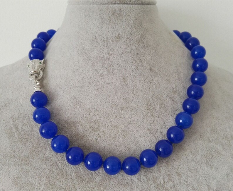 Jade Necklace Blue Jade Necklace 10mm Jade Necklace - Etsy