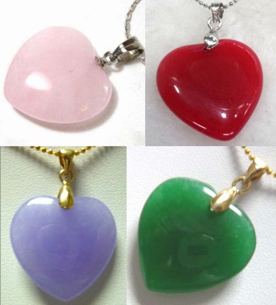 Heart jade pendant green jade pendant red jade pendant | Etsy