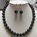 Jade Necklace 12mm Black Jade Necklace & Earring Set - Etsy