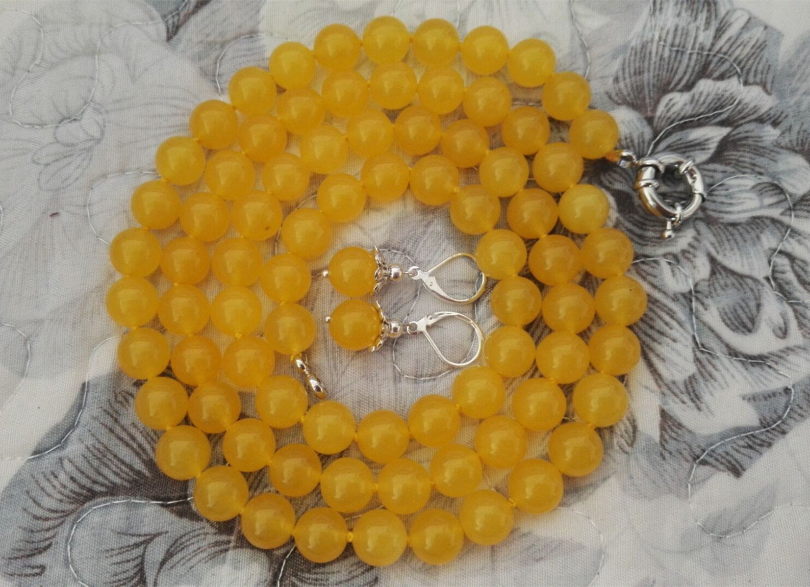 Jade Necklace Jade Long Necklace Yellow Jade 10mm Jade - Etsy