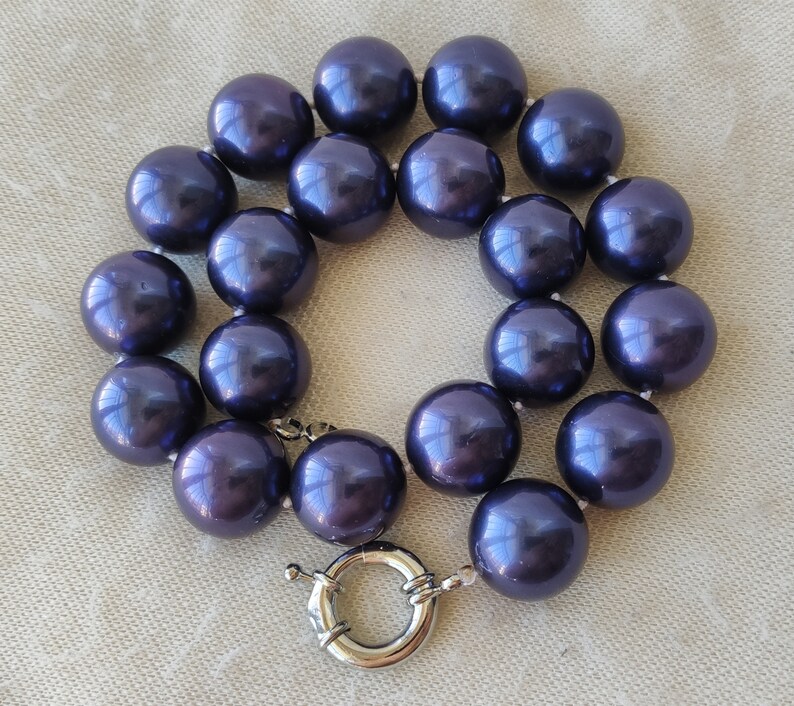 Huge 20 Mm Royal Blue Shell Pearl Necklace | Etsy