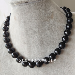 Jade Necklace Black Jade Necklace 12mm Black Jade Necklace - Etsy